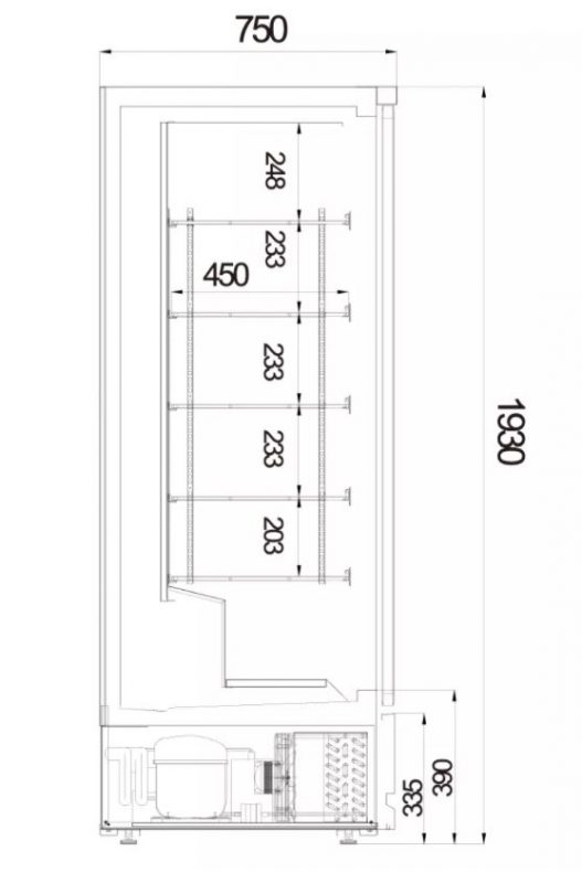 Multi-level freezer with 3 doors to open - Việt POS Rack