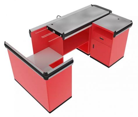 Payment desk with plastic bag dispenser and supermarket entrance - Việt ...