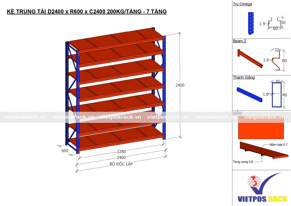 Medium Racking System - Việt POS Rack