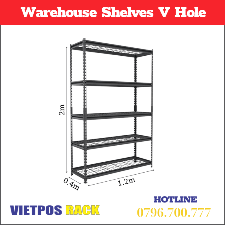 Warehouse Shelves V Hole D1.2m X R0.4m X C2m Iron-mesh Trays 5 Floors ...