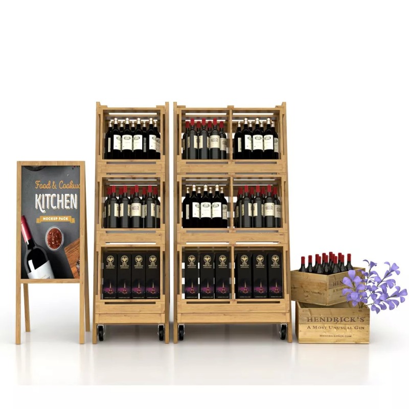 Beautiful wooden wine display rack VPOS-SR-WM-08 | VietPO...