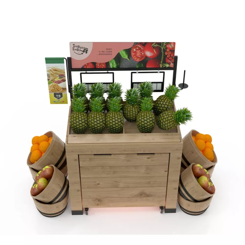 Wooden fruit display shelf VPOS-VR-222 - Việt POS Rack