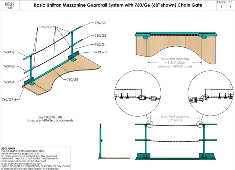 Mezzanines Handrail Chain Gate - Việt POS Rack