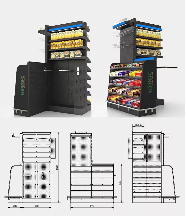 Checkout Counter with Display Shelf – VietPos Rack Model HBE-SR-CC-01 ...